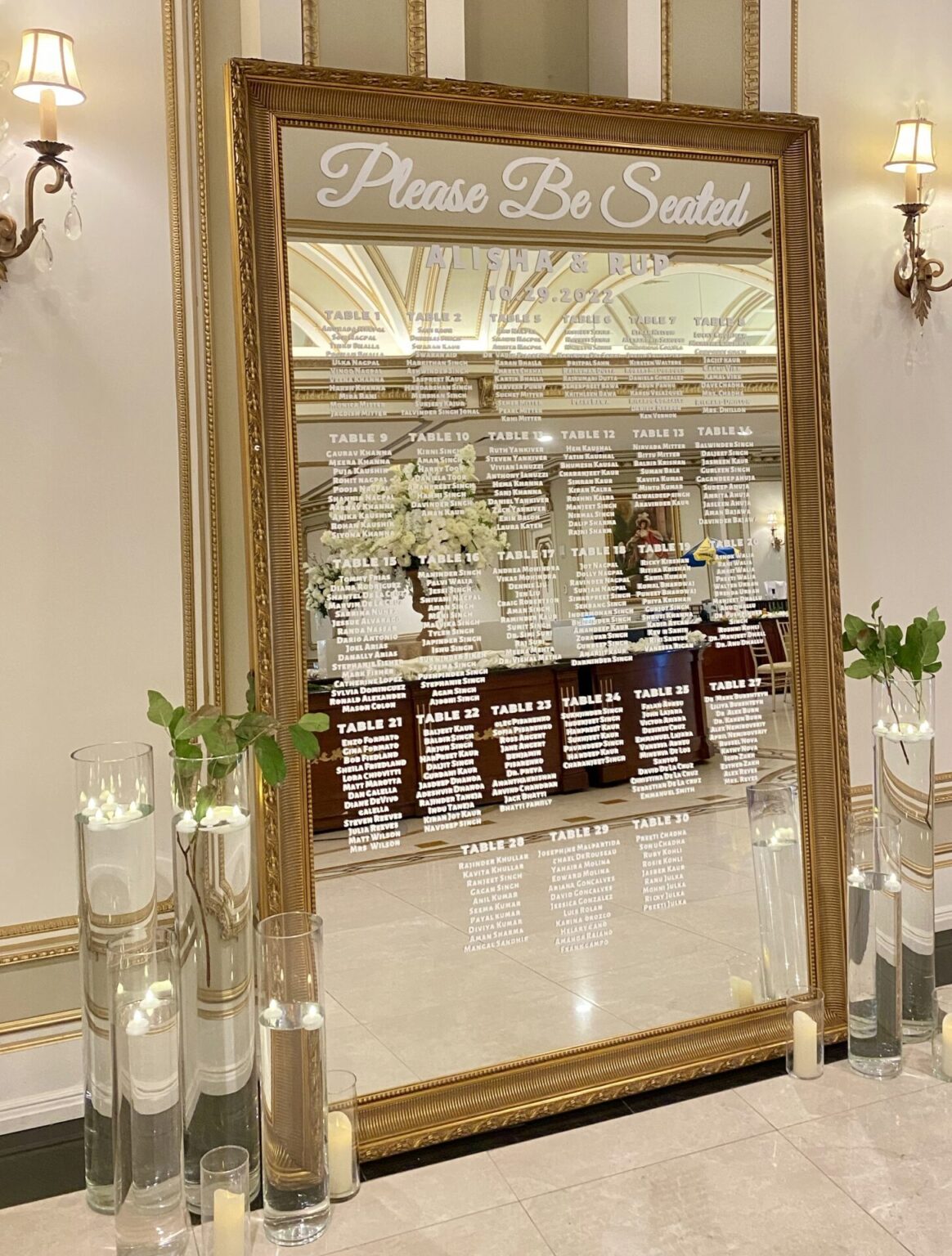 Mirror Guest Seating Charts – Events 2 Remember NJ